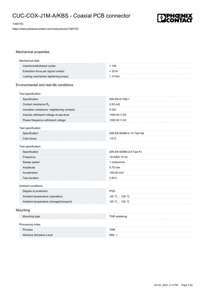 Phoenix Contact 1340153 technical document page 3