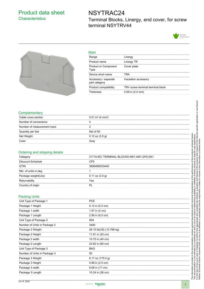 NSYTRAC24 datasheet page 1