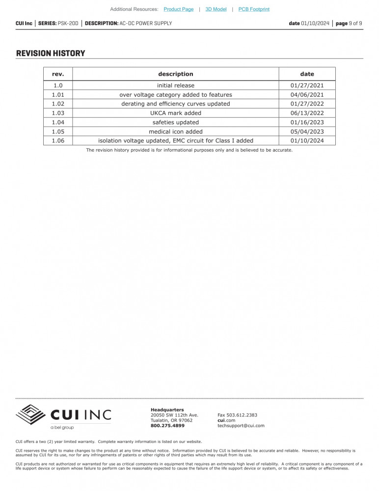 CUI PSK-20D-15 datasheet page 9