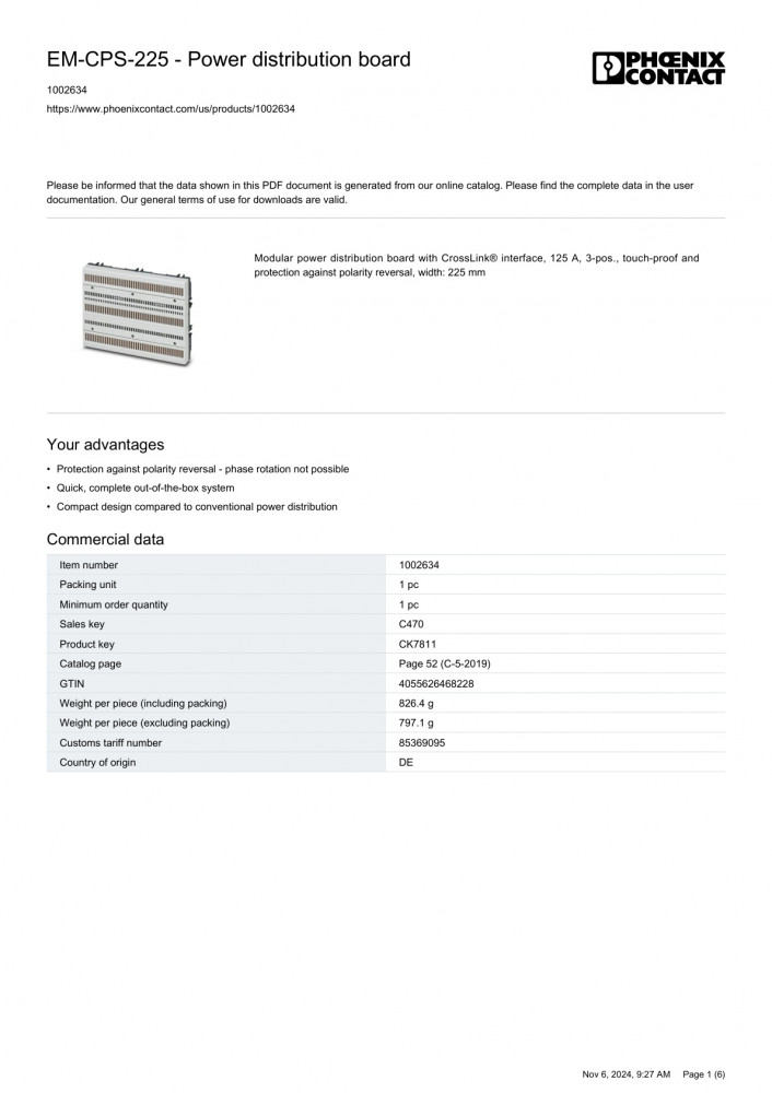 Phoenix Contact 1002634 documentation page 1