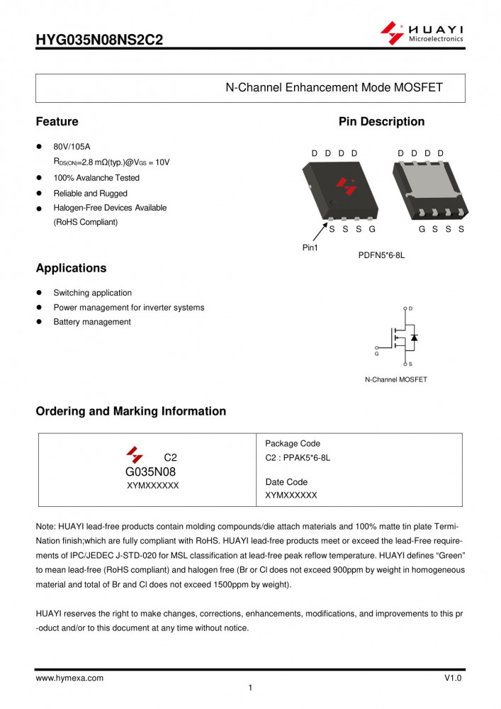 HYG035N08NS2C2 technical document page 1