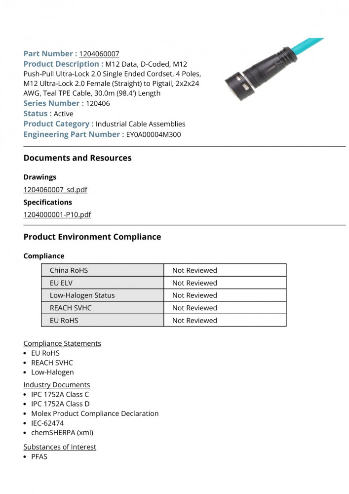 MOLEX product specification page 1