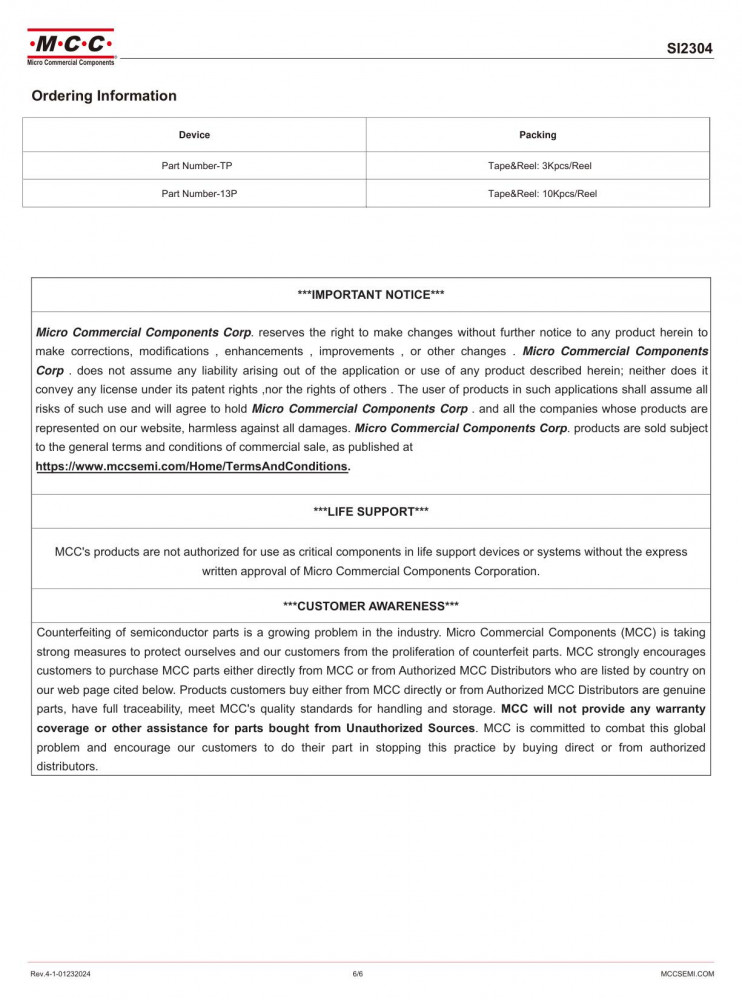 SI2304-TP datasheet page 6
