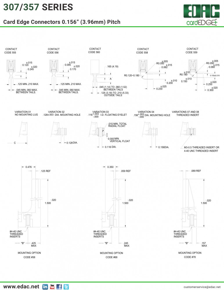 LEA NETWORKS 307 series card-edge connector document page 3