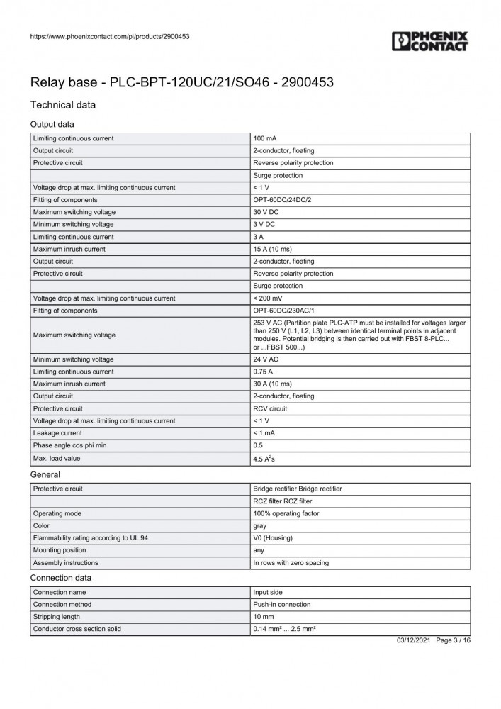Phoenix Contact 2900453 technical document page 3