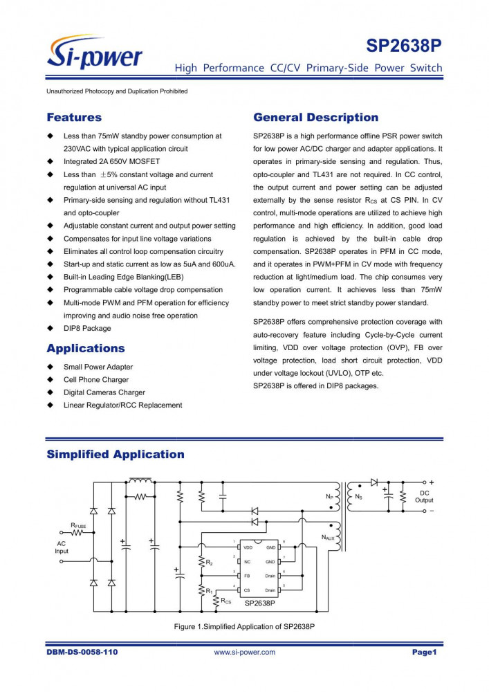 SP2638P datasheet preview