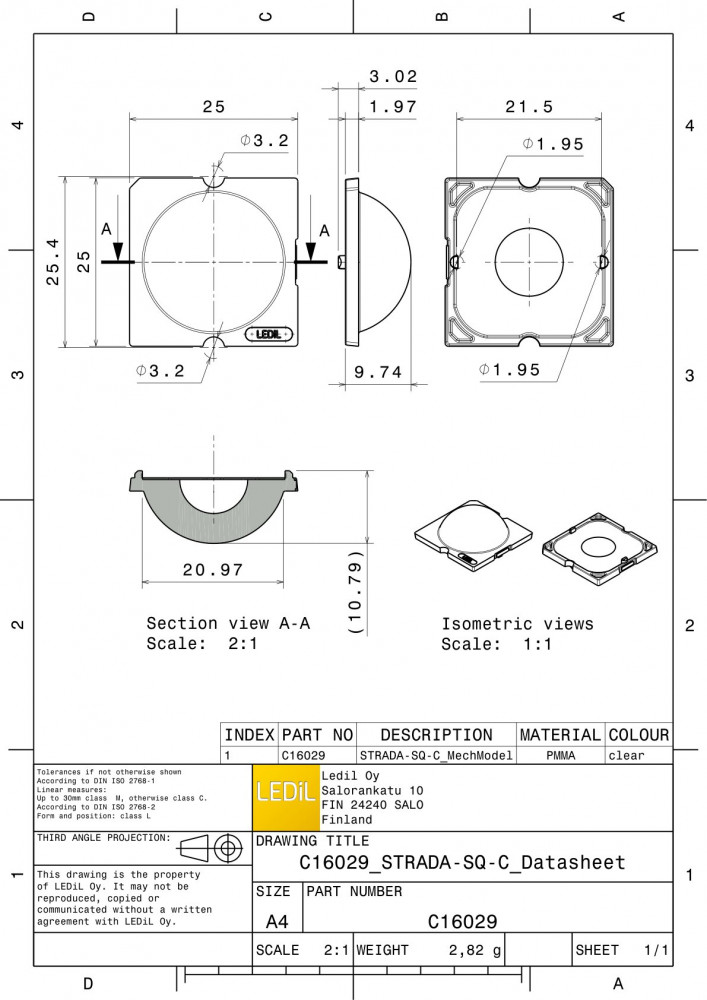 Supplied document page image; extracted title identifies LEDiL C16029 STRADA-SQ-C