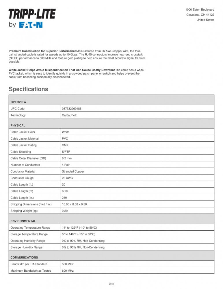 N262AB-020-WH technical document page 2