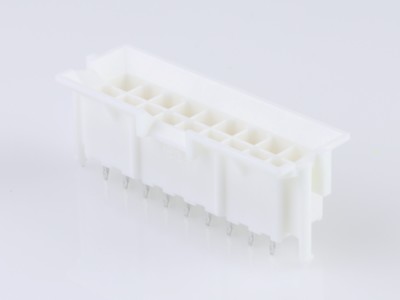 Mini-Fit Plus PCB Receptacle, 4.20mm Pitch, Dual Row, Vertical, Blind Mating, 18 Circuits, with Snap-in Plastic Peg PCB Lock, PA Polyamide Nylon 6/6, UL 94V-0, Select Gold (Au) Over Nickel (Ni) Plating