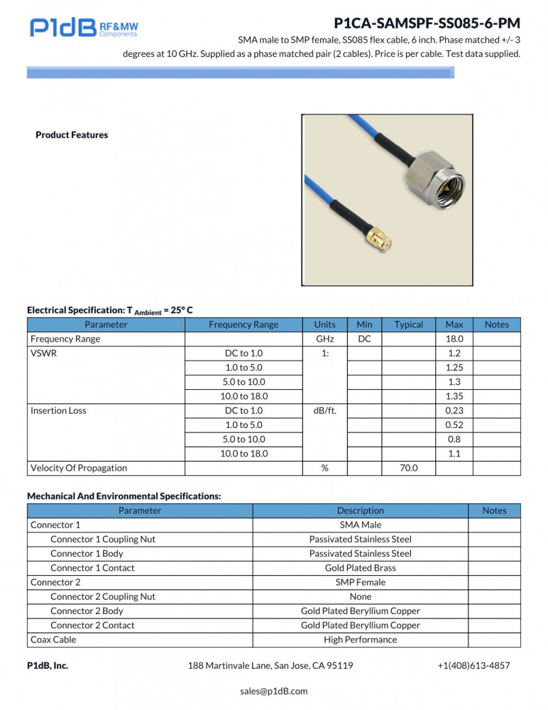 P1CA-SAMSPF-SS085-6-PM technical document page 1