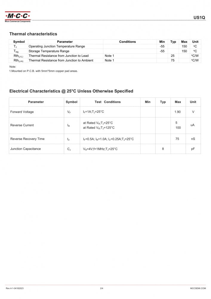 US1Q-TP datasheet page 2