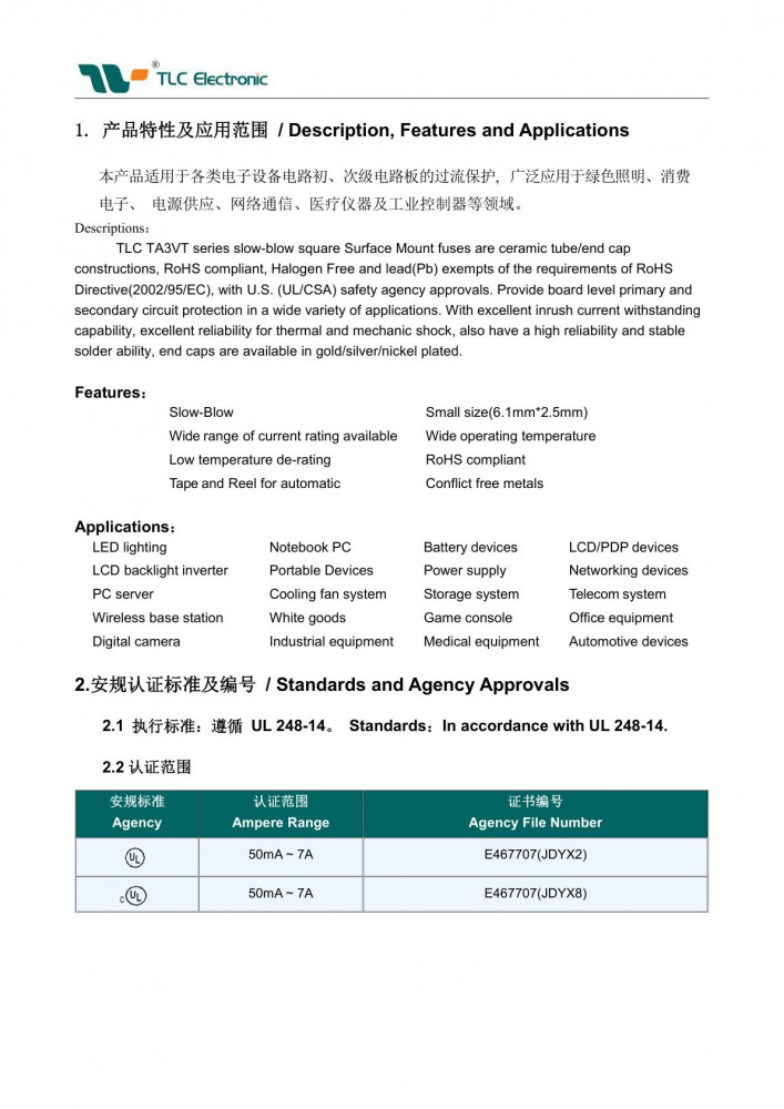 TA3VT Series datasheet page 2