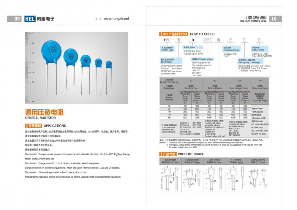 Hongzhi varistor datasheet page 7