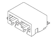 Modular Jack, Right-Angle, LCP, Surface Mount, 6/4, 2 Ports, 1.27µm Gold Plating