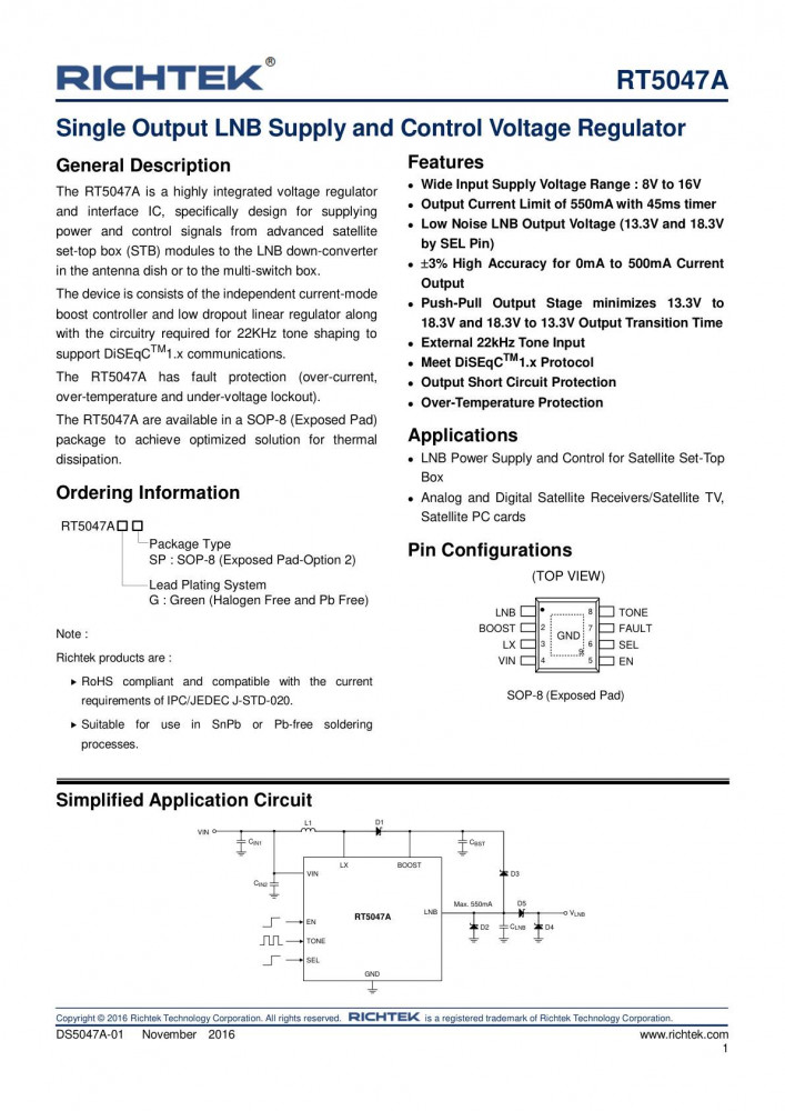RT5047A datasheet page 1