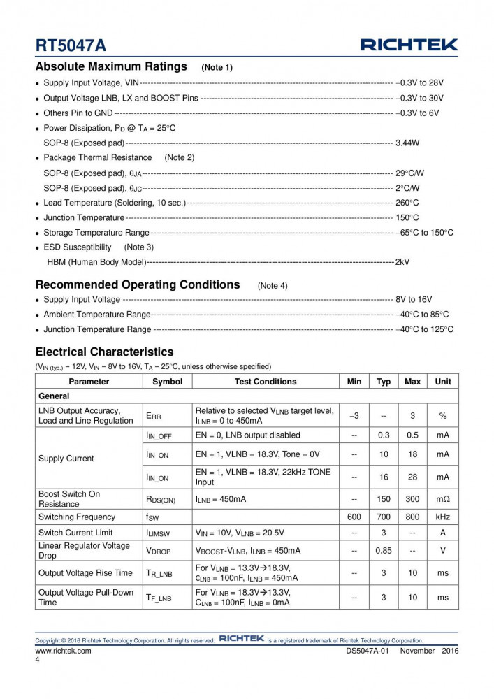 RT5047A datasheet page 4