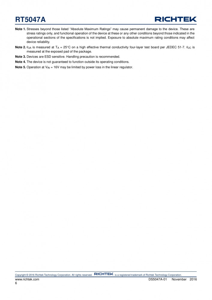 RT5047A datasheet page 6