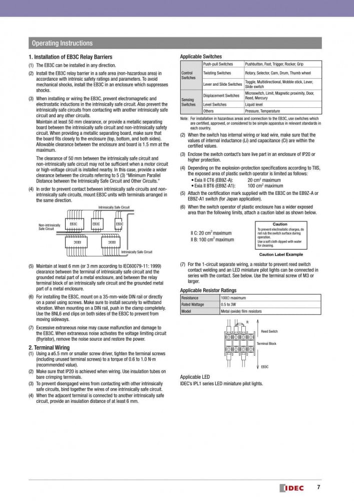 IDEC EB3C relay barrier document page 7