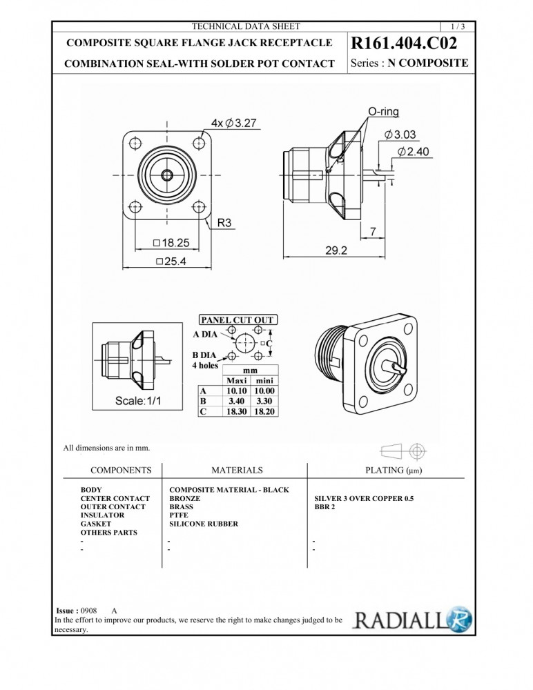 Radiall R161404C02 technical documentation page 1