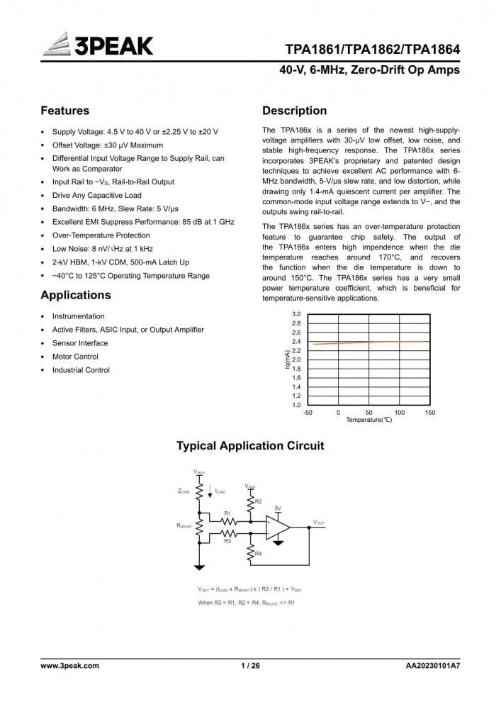 TPA1861-SR datasheet page 1