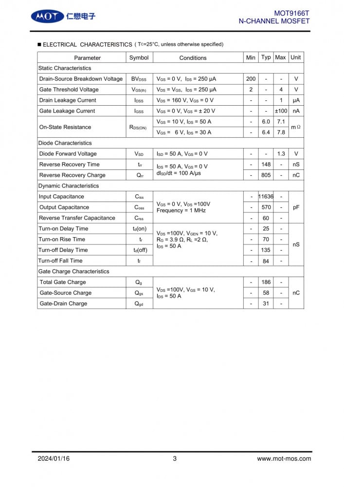 MOT9166T datasheet page 3