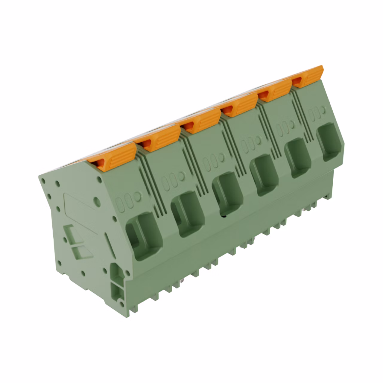 15.00mm Pitch Lever Activated Fixed Mount PCB Terminal Block, 35° Wire Entry, Left Rear Terminal, 6 Circuits for sale