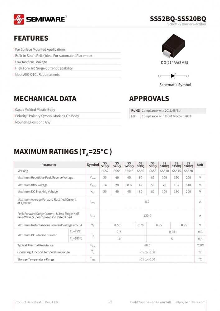 SEMIWARE SS530BLQ technical document, page 1