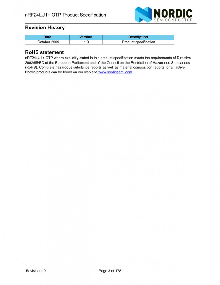 nRF24LU1+ OTP datasheet page 3