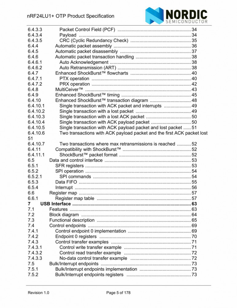 nRF24LU1+ OTP datasheet page 5