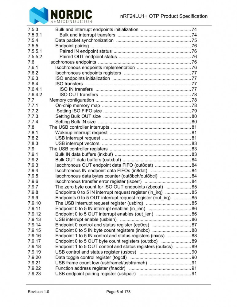 nRF24LU1+ OTP datasheet page 6