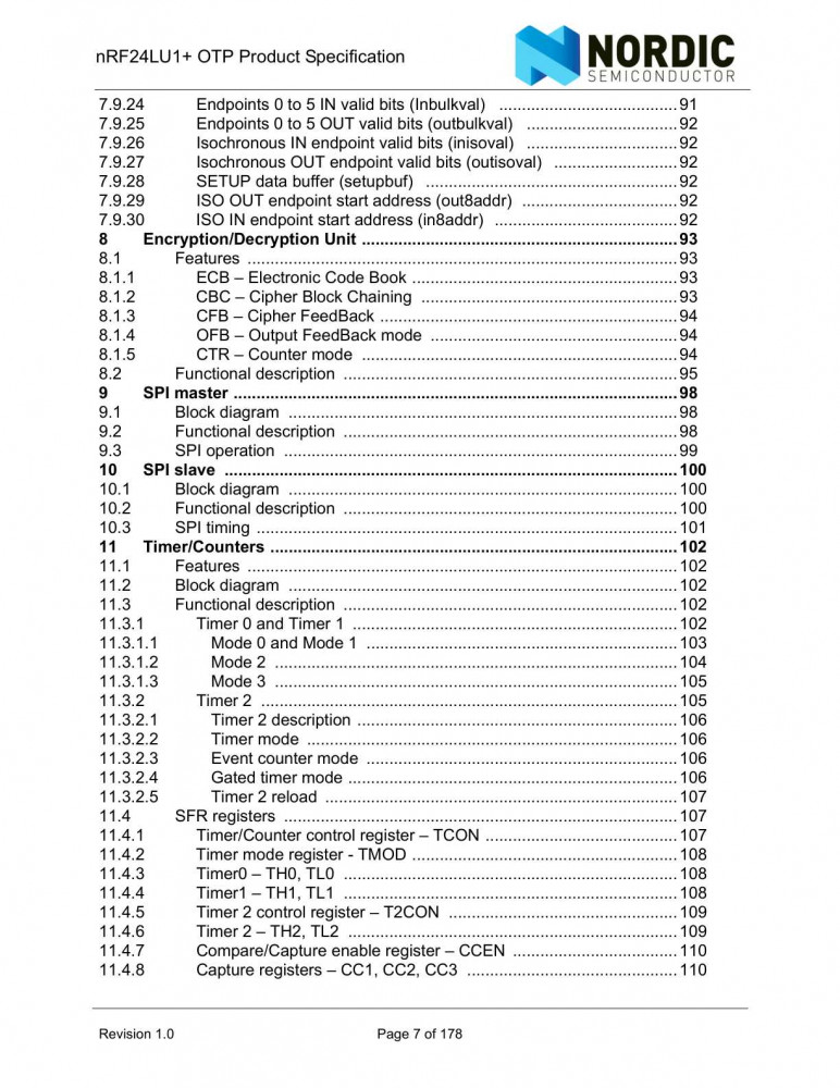 nRF24LU1+ OTP datasheet page 7