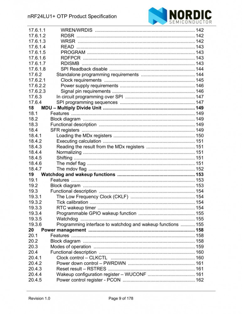 nRF24LU1+ OTP datasheet page 9
