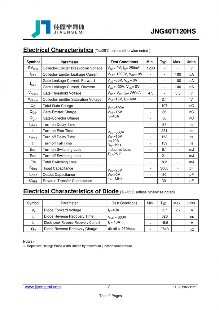 JNG40T120HS datasheet page 2
