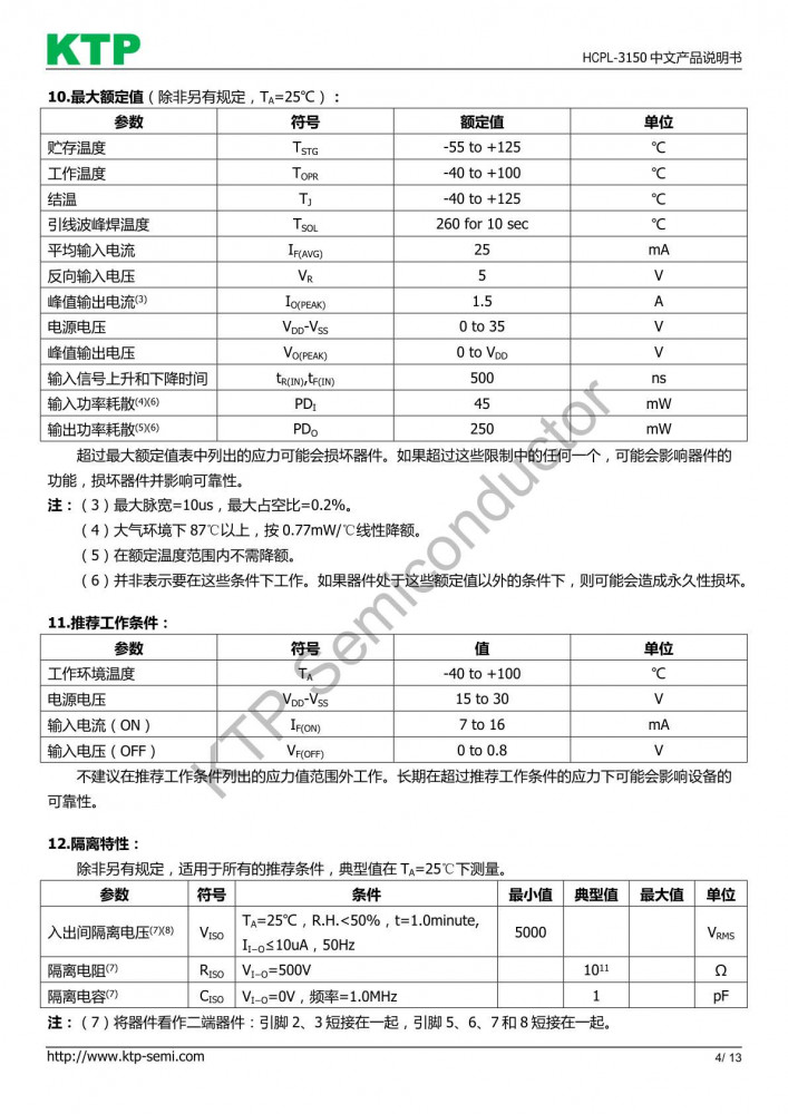 HCPL-3150 datasheet page 4
