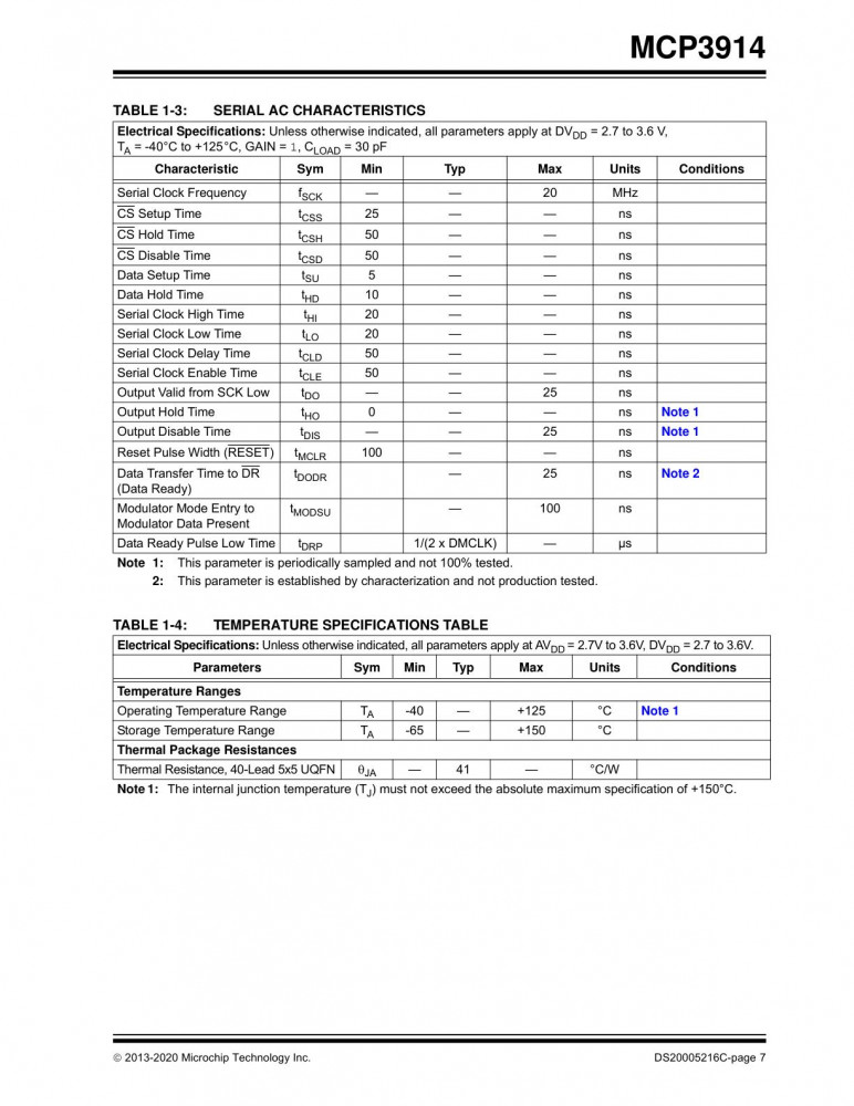 MCP3914 datasheet page 7