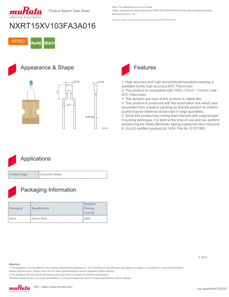 NXRT15XV103FA3A016 datasheet page 1