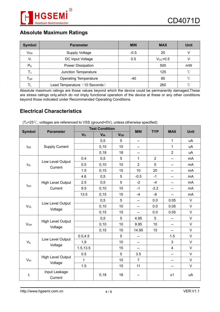 CD4071D datasheet page 4
