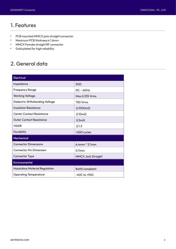CMMCXJ044 datasheet page 2