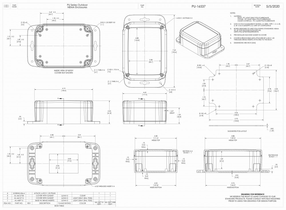 Bud Industries enclosure product document page