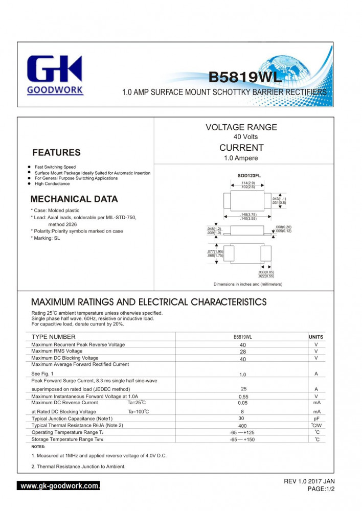 GOODWORK B5819WL technical document page 1