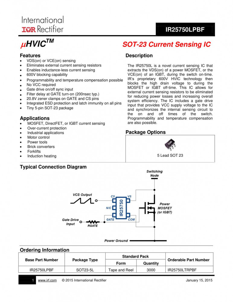 IR25750L datasheet page 1