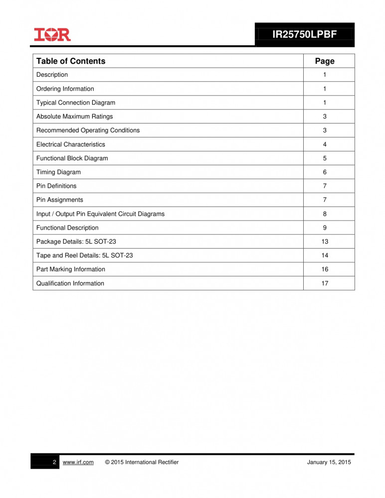 IR25750L datasheet page 2
