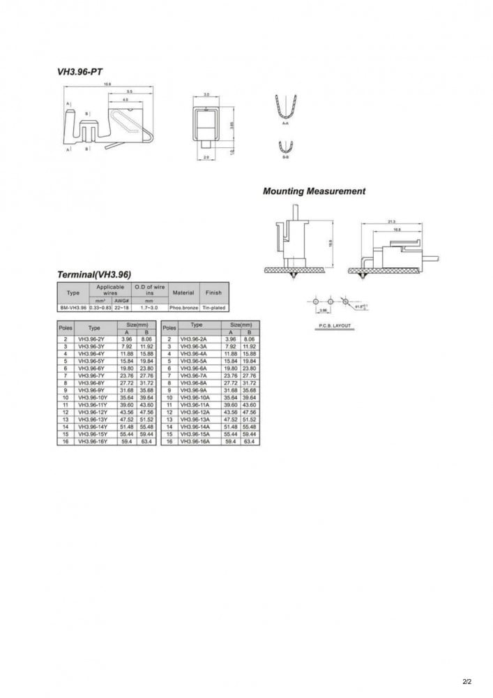 BOOMELE VH3.96 connector technical document page 2