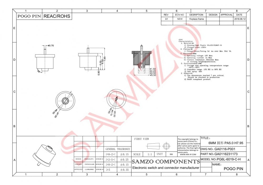 SAMZO PG6L-6019-C-H technical drawing preview