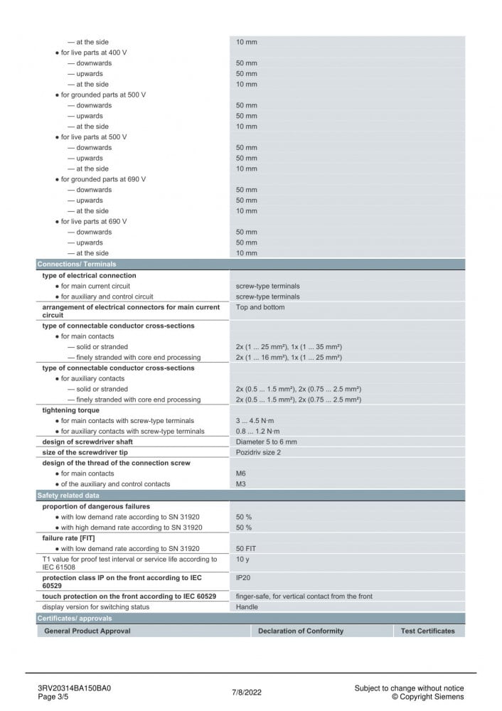 3RV20314BA150BA0 document page 3