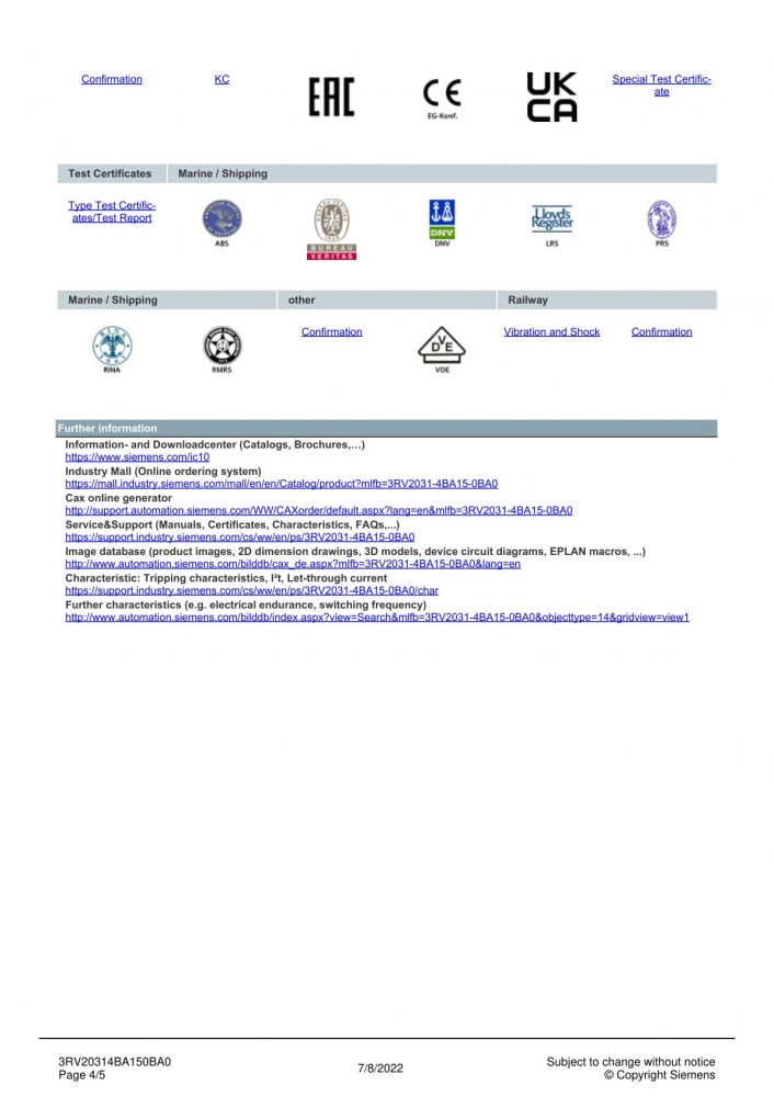 3RV20314BA150BA0 document page 4