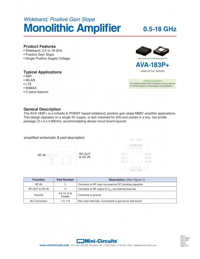 AVA-183P+ datasheet page 2