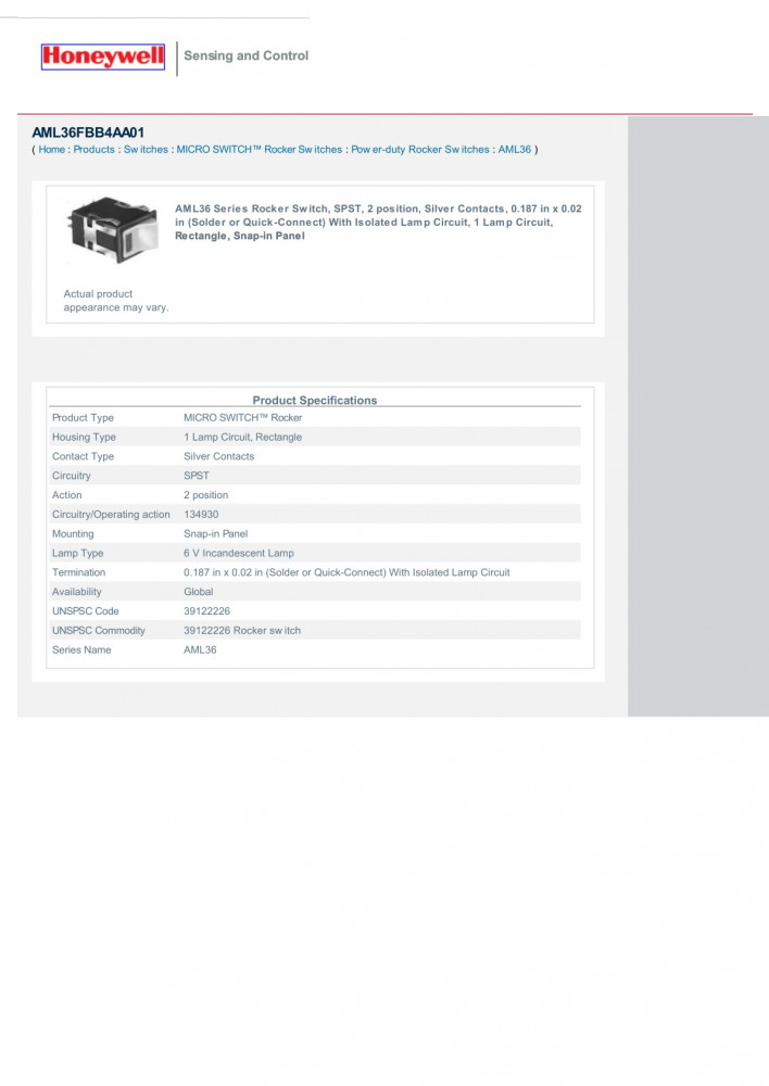 AML36FBB4AA01 technical document preview