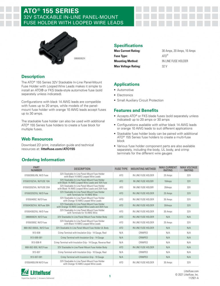 Littelfuse ATO 155 Series technical document preview