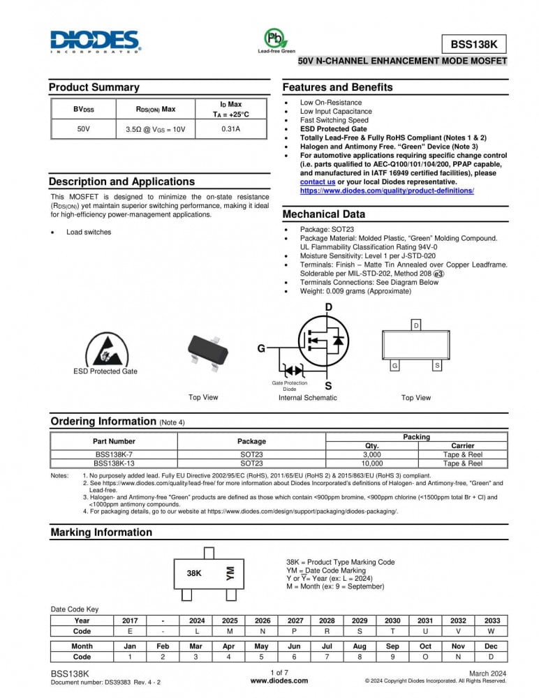 BSS138K-13 datasheet page 1